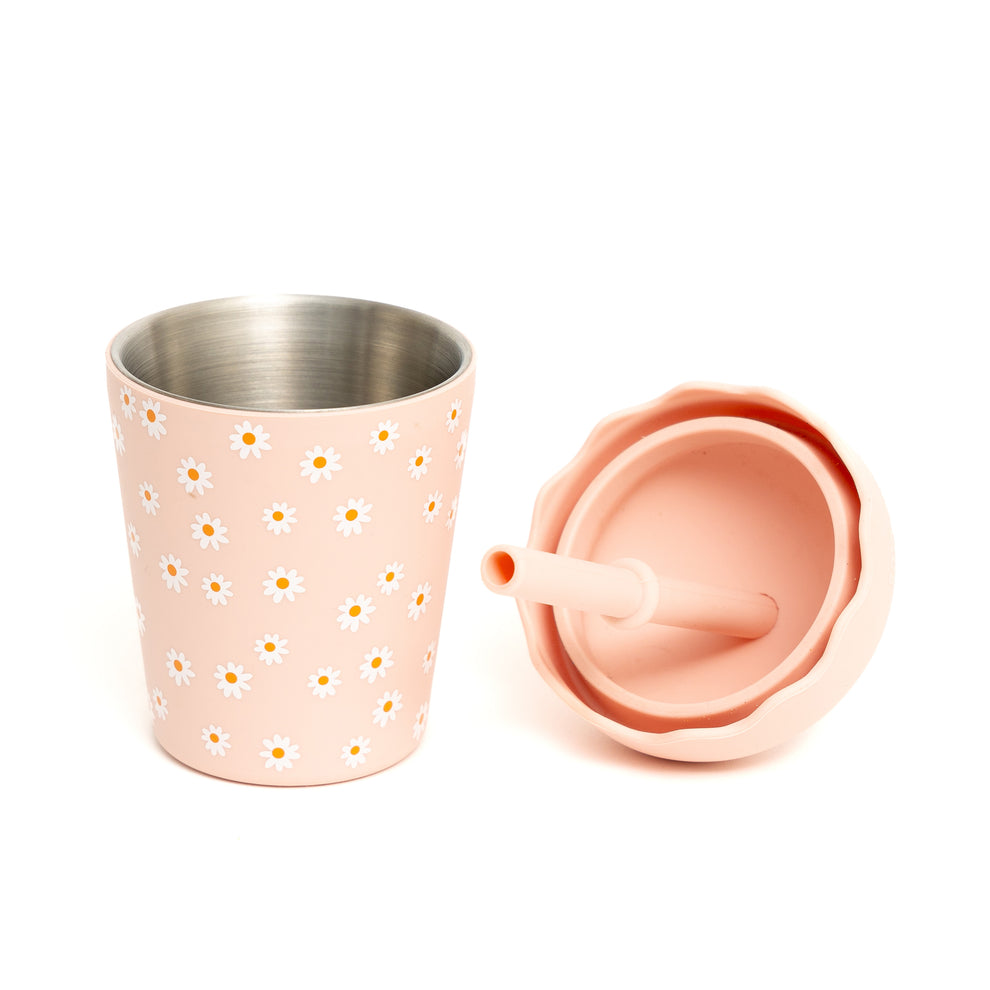 Pink Daisy Mini Smoothie Cup & Straw 200ml – chinoclub
